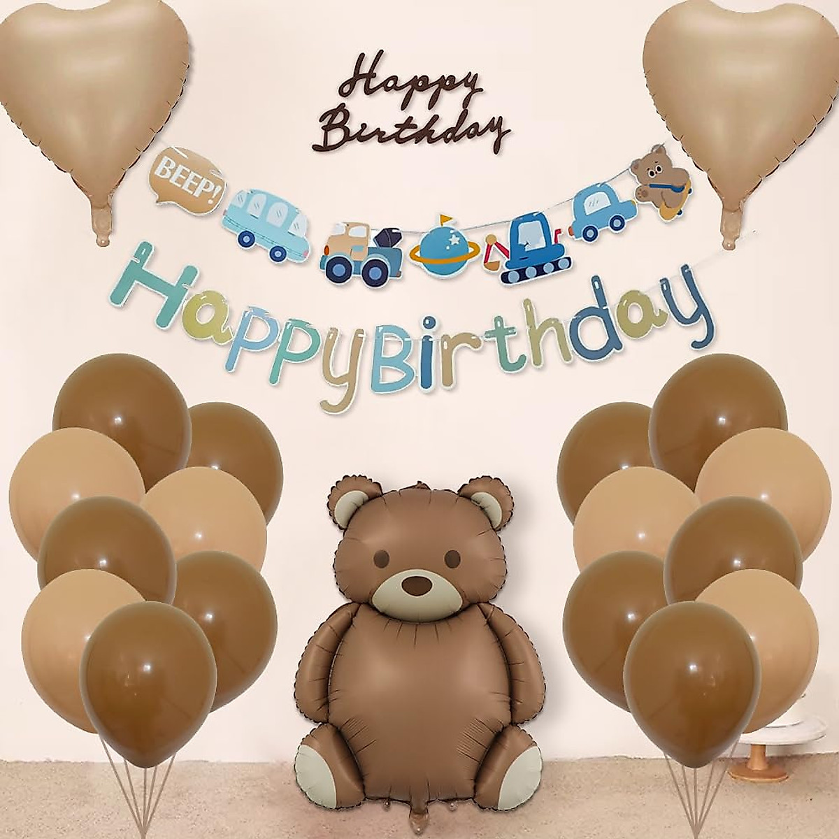 SAMOKA Large Little Bear Foil Balloons，2 PCS 35 Inch Little Bear Theme Party Supplies，Jungle Safari Theme Baby Shower Birthday Party Decorations