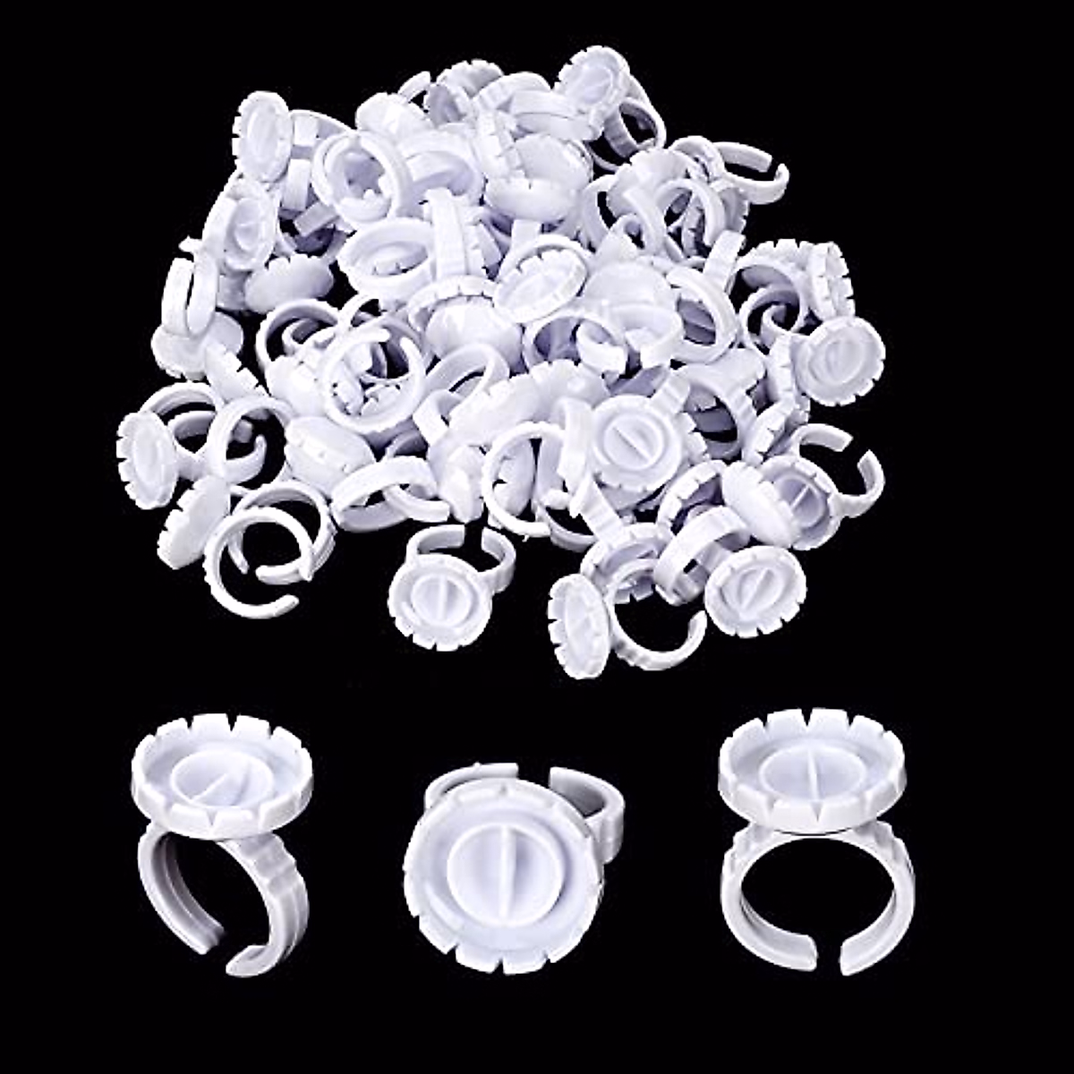BEYELIAN Glue Rings, 100 Pcs Lash Glue Cups, Lash Extension Supplies, Lash Glue Holder for Volume Lashes Fan