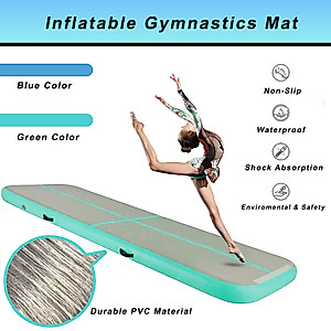 Gymnastics Tumbling Mat 10ft/13ft/16ft Inflatable Gymnastics Mats Tumble Track, for Home Use/Training/Cheerleading/Yoga/Water with Pump
