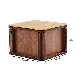 LUCCE Wooden Ring Box for Proposal Slim - Small Engagement Ring Box Wood - Golden Mirror Effect Tree of Life Pattern Rustic Wedding Decorations for Ceremony, Jewelry Box - Wooden Storage Box with Ring Bearer and Perfect for Proposal, Wedding, Ceremony, En