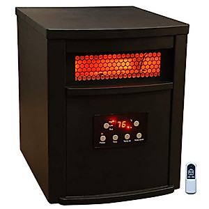 LifeSmart LifePro 1500W Portable Electric Infrared Quartz Indoor Space Heater with 6 Adjustable Heating Elements and Remote Control, Black