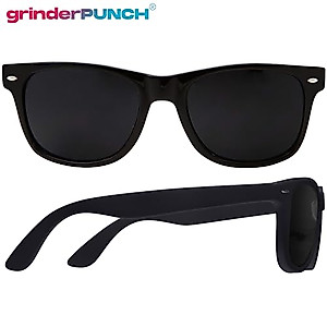 grinderPUNCH Super Dark Black Lens Men's Sunglasses Retro Classic 80's Stylish Trendy Shades (Black)