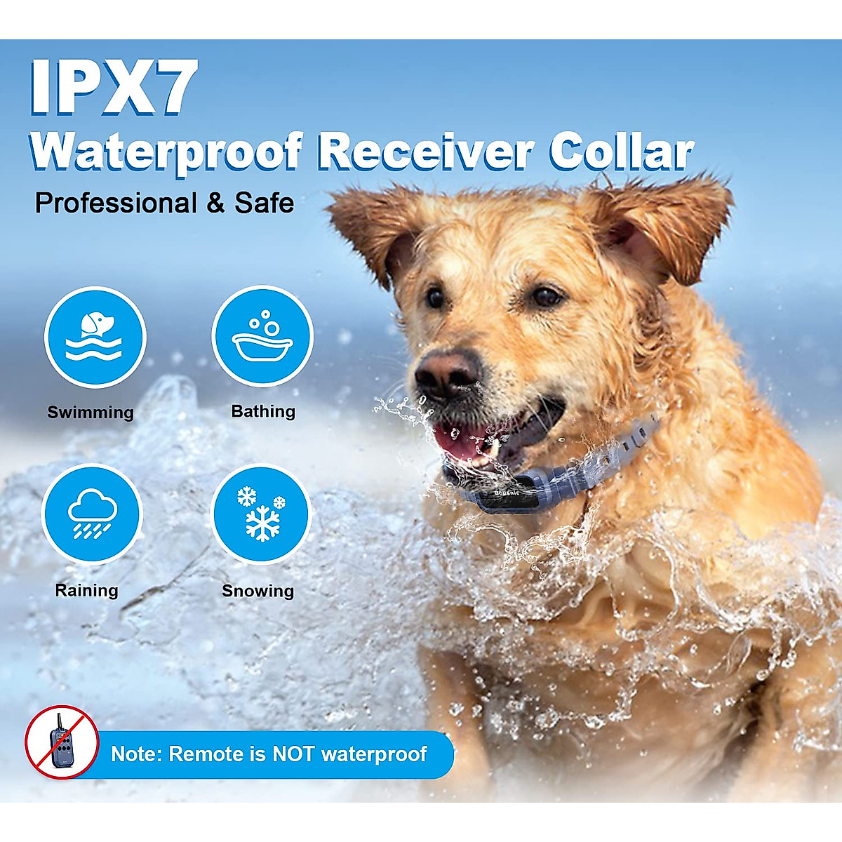 Bousnic Dog Shock Collar with Remote - ¾ Mile Electronic Training Collar for (15-140lbs) Medium Large Dogs, Waterproof Rechargeable Dog E Collar with 3 Modes, Beep, Vibration, Safe Shock(1-16 Levels)