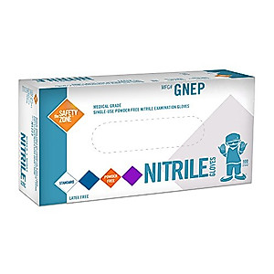 The Safety Zone GNEP-LG-1P Nitrile Exam Gloves - Medical Grade, Powder Free, Latex Rubber Free, Disposable, Non Sterile, Food Safe, Textured, Indigo Color, Convenient Dispenser Pack of 100, Size Large