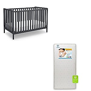 Delta Children Fancy 4-in-1 & Mattress, Dark Chocolate with Twinkle Stars Crib & Toddler Mattress