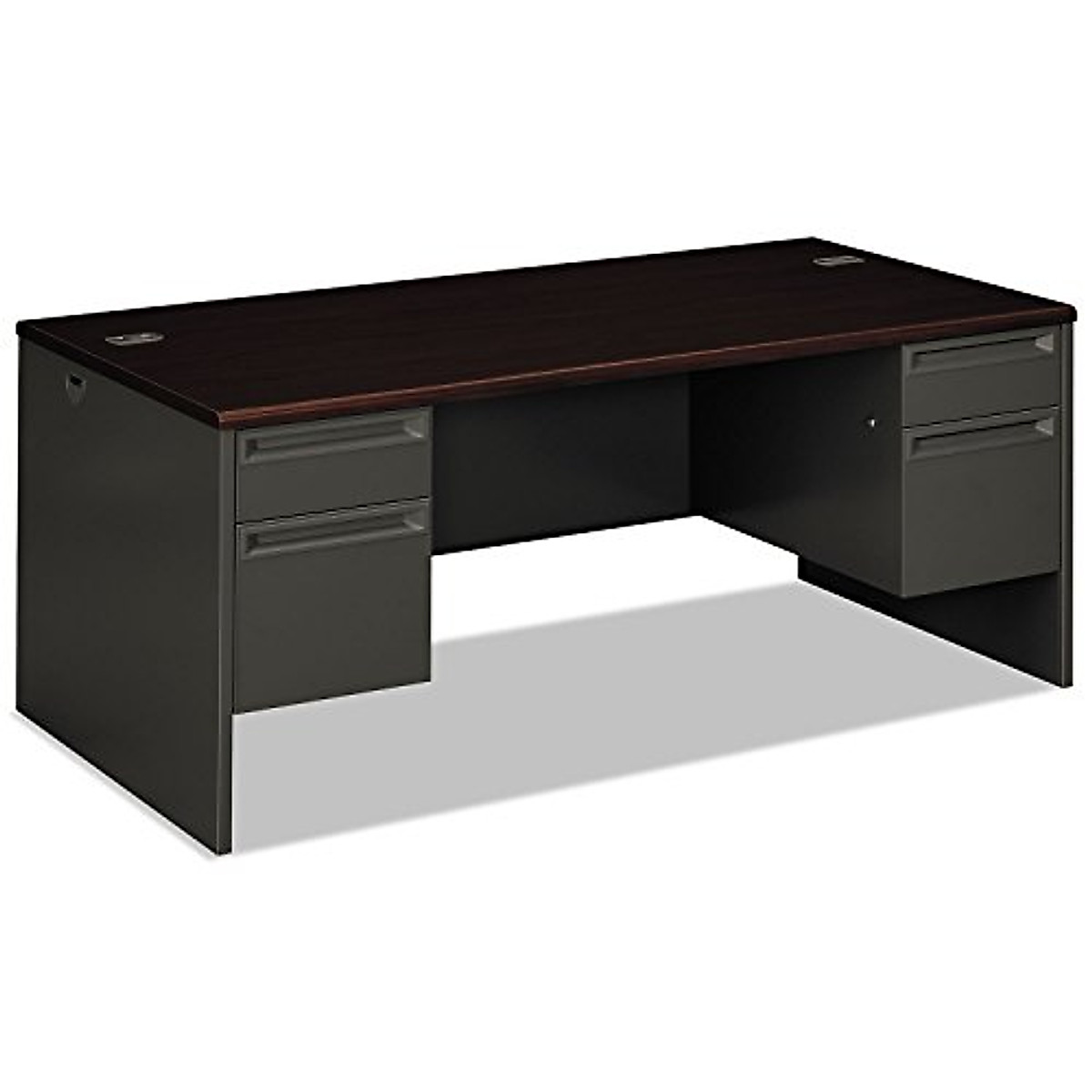 HON 38180Ns 38000 Series Double Pedestal Desk, 72W X 36D X 29-1/2H, Mahogany/Charcoal