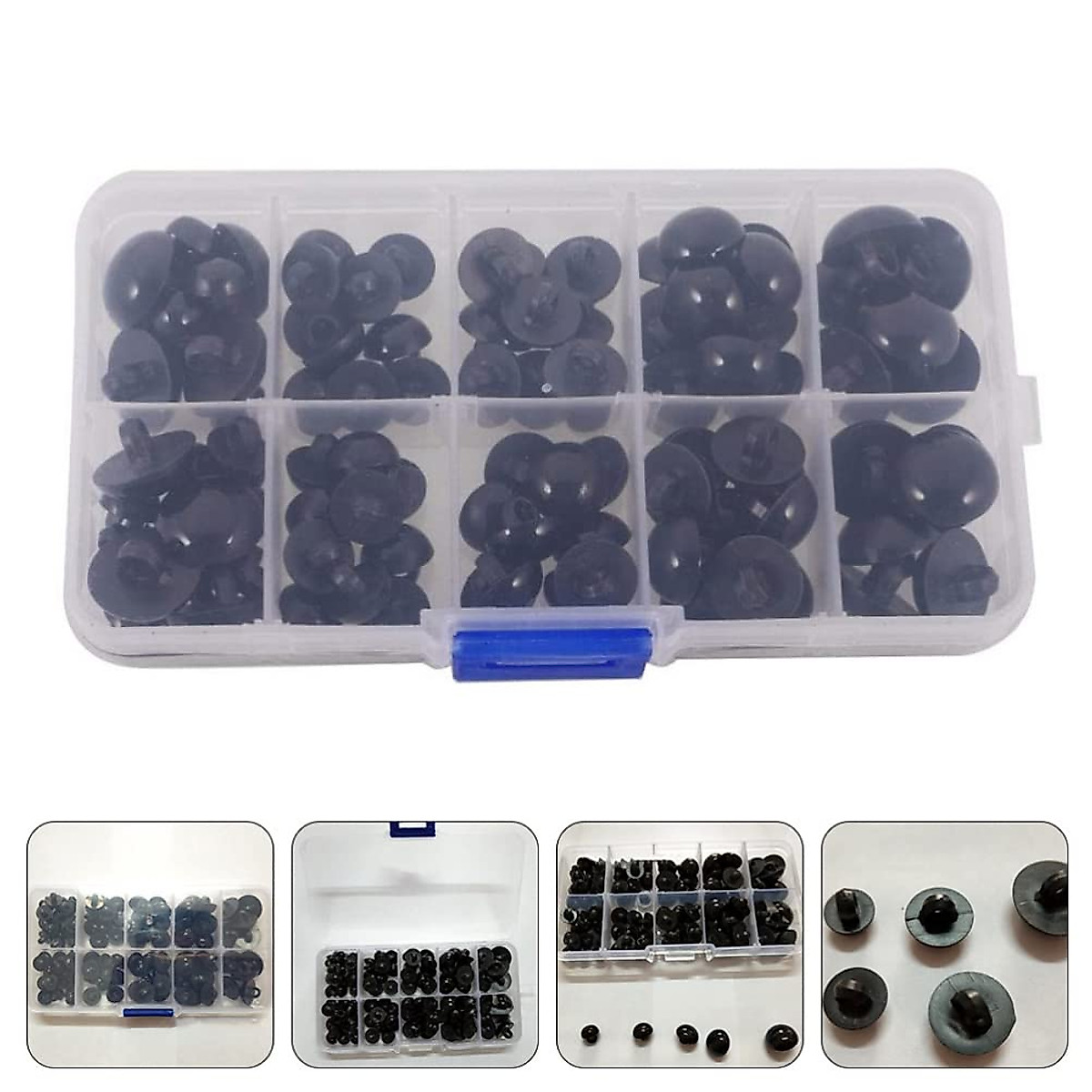 EXCEART Plastic Black Safety Eyes Half Ball Mushroom Buttons Sewing Buttons Eyes Craft 100 Pcs