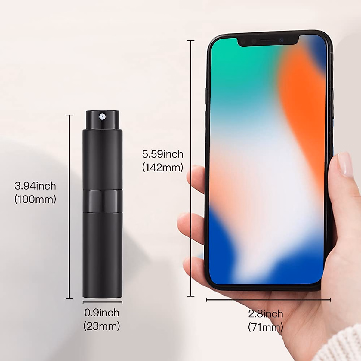 Lisapack 8ML Atomizer Perfume Spray Bottle for Travel, Empty Refillable Cologne Dispenser, Portable Sprayer (Matte Black)