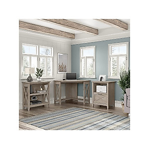 Bush Furniture Key West 1-Drawer Lateral File Cabinet, Letter/Legal, Washed Gray, 24-inch (KWF124WG-03)