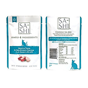 Sa-Shi Grain Free Wet Cat Food Pouches 1.76oz. Five Flavors (Variety Pack)