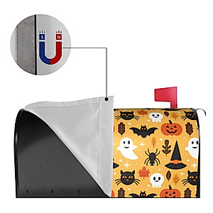 Joyidec Halloween Ghost Cat Mailbox Covers Magnetic Standard Size Waterproof Mailbox Wraps Post Letter Box for Courtyard Garden Yard Fence Decor 21x18 in
