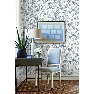 Safiyya Peel and Stick Wallpaper Floral Birds Contact Paper Blue White Wallpaper Peel and Stick Removable Wallpaper Boho Wallpaper Flower Contact Paper for Walls Vinyl Rolls 118"x17.3"