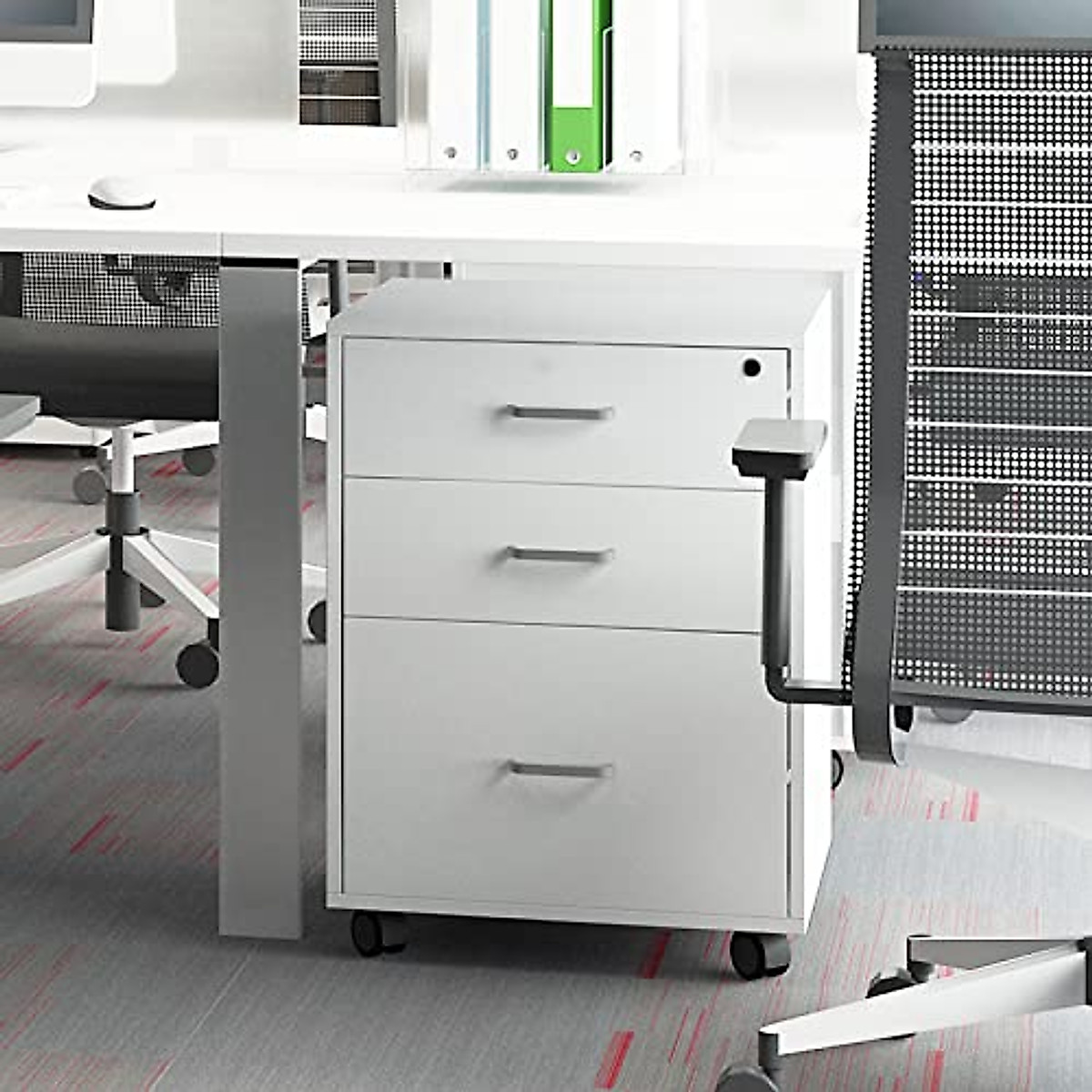 sogesfurniture 3 Drawer File Cabinet for Home Office, Under Desk Metal Filing Cabinet for Legal/Letter/A4 File, Mobile Filing Cabinet for Home Office, White 10CZSSFC04WT