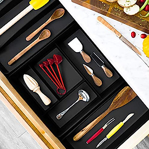 madesmart Junk Drawer Organizer 4 Compartments, Soft-Grip Lining & Non-Slip Feet, BPA-Free, Large, Carbon