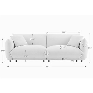 Sherpa Teddy Modular Sectional Sofa Cloud Couch, 87" Modern Luxury Contemporary 3-Seat Loveseat with Metal Legs, Lambswool Fabric Cloud Sofa&Couches for Living Room Furniture Sets,2 Pillows