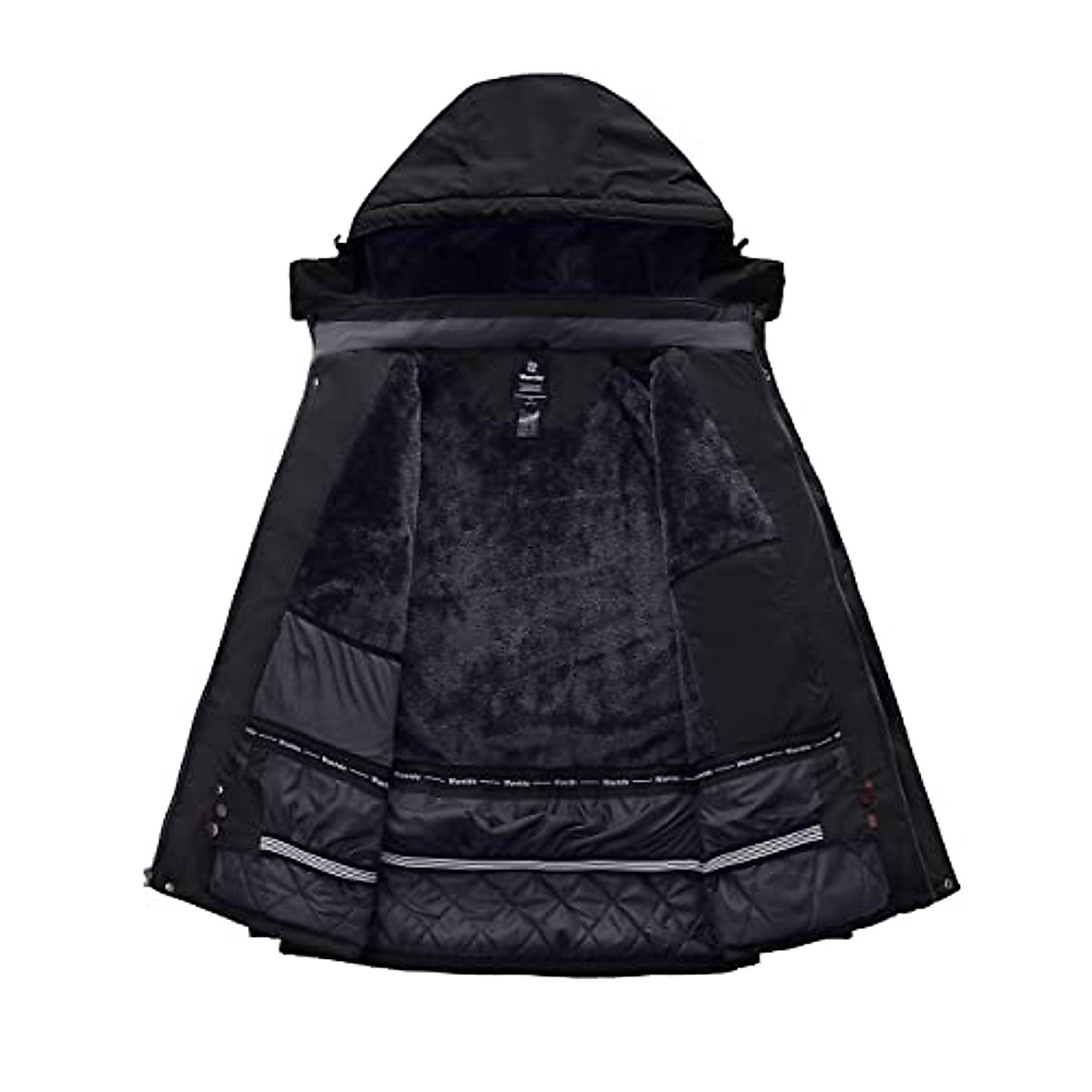 Wantdo Men's Plus Size Windproof Mountain Windbreaker Big&Tall Fleece Waterproof Ski Jacket Black Large Tall