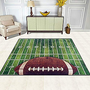 ALAZA Grunge American Football Field Non Slip Area Rug 5' x 7' for Living Dinning Room Bedroom Kitchen Hallway Office Modern Home Decorative