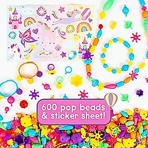 Just My Style Make & Believe Unicorn Pop Beads, 500+ Snap-Together, DIY, Bead Kit for Girls, Jewelry Set, Great Travel & On The Go Activity for Kids Ages 4, 5, 6, 7, 8