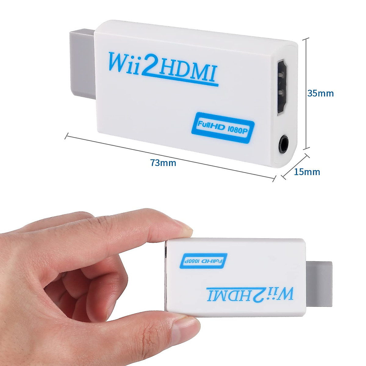 Aokin Wii to HDMI Converter, Wii to HDMI Adapter 1080P 720P Output Video with 3.5mm Audio Jack, fit for Wii Connect HDTV, Monitor - Supports All Wii Display Modes, Includes 1.5m/4.9feet HDMI Cable
