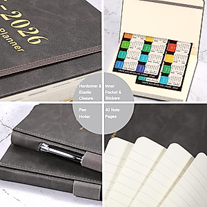 2023 Planner - Weekly & Monthly Planner 2023 With Calendar Stickers, Jan 2023 - Dec 2023, 5.75" X 8.25", A5 Premium Thicker Paper with Pen Holder, Inner Pocket and 88 Notes Pages - Gray