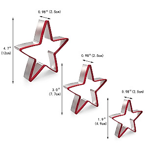 Star Cookie Cutters Set of 3, Stainless Steel Star Shape Cutters for Sandwich Biscuit Fondant Cake Cheese