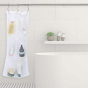 Hanging Mesh Bath Shower Caddy Organizer with 6 Clear Storage Pockets, 3 Hooks, Space Saving Organizer Bathroom Accessories (2#)