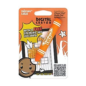 Best Stylus for Kids - Fun Crayon Stylus Pen. Orange Kids Stylus for iPad, Tablets and Touch Screens