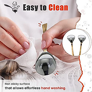 VAKRATUNDA KITCHENWARES Set of 4 Serving Spoon with Hammer Copper Handle, Spoons for Dinnerware Serve ware, Non-Slip Serving Tools for Modern Kitchen, Serving Spoons for Home, 8”