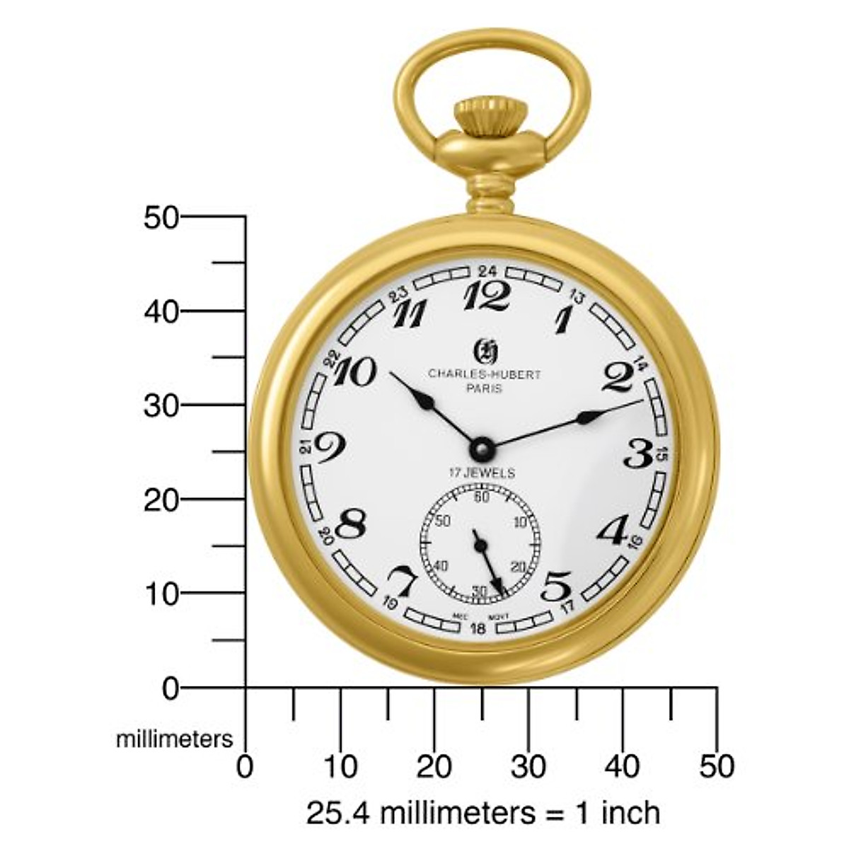 Charles-Hubert, Paris Gold-Plated Open Face Mechanical Pocket Watch