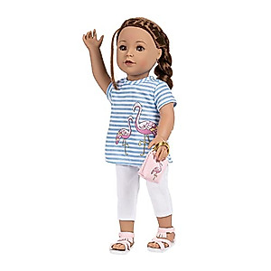 ADORA Amazon Exclusive Amazing Girls Collection, 18” Realistic Doll with Changeable Outfit and Movable Soft Body, Birthday Gift for Kids and Toddlers Ages 6+ - Ava with Summer Flamingo Outfit
