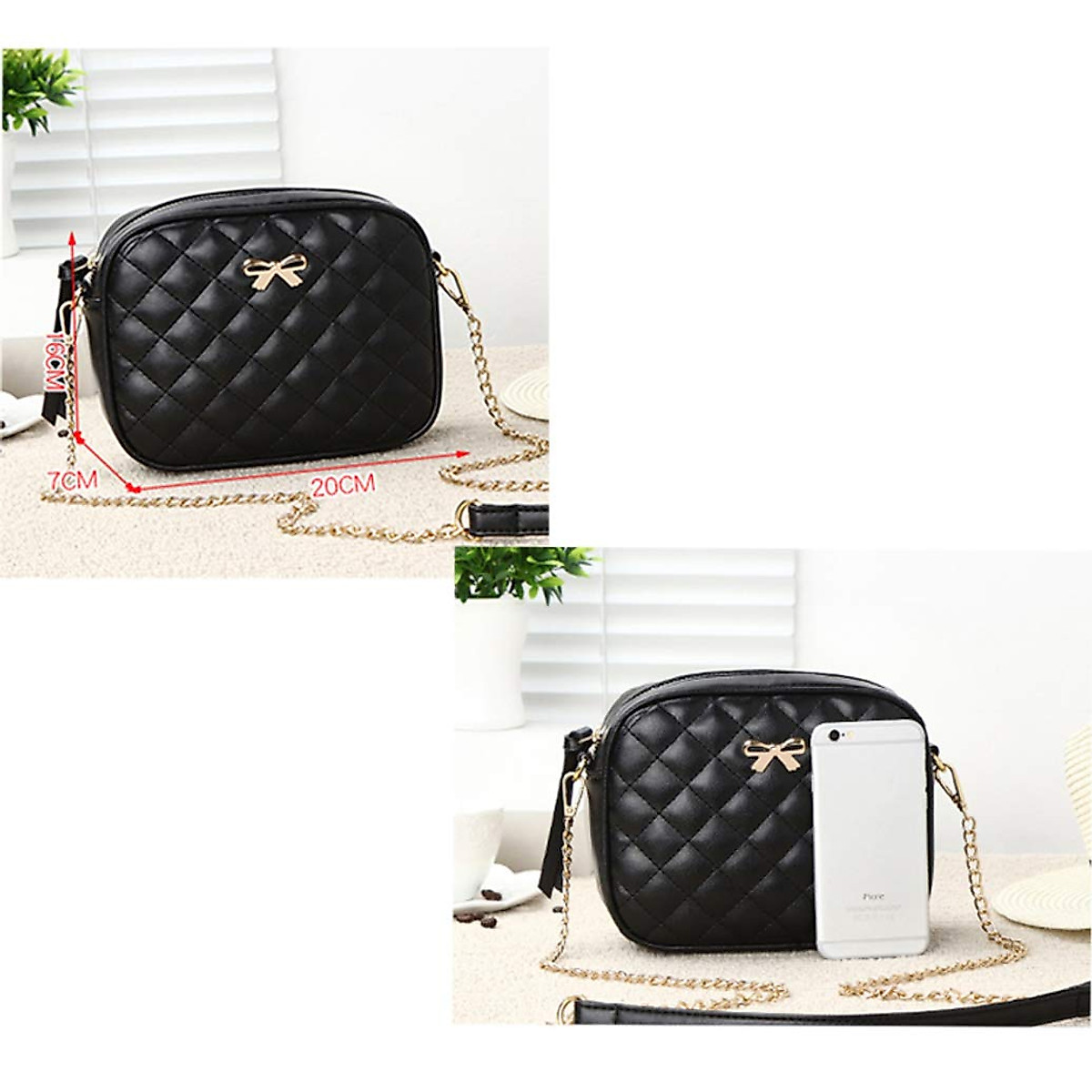 H HANBELLA - A FASHION TRENDY COLLECTION. FOREVER. - Womens and Girls Black Crossbody Bag Quilted Leather Pocketbook Handbag - Teen Girls Shoulder Purses Cute Satchel