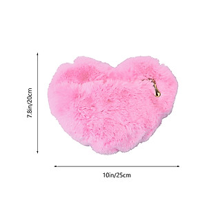 Heart Shaped Purse for Women Heart Shaped Purse Soft Fluffy Faux Fur Crossbody Bag Handbag Shoulder Bag with Chain for Women Girls Valentines Day Heart Shaped Handbag Pink Heart Shaped Purse Fluffy