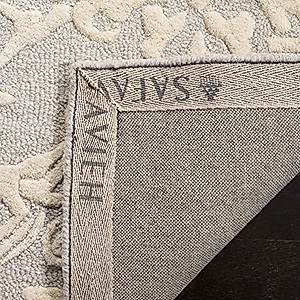 SAFAVIEH Blossom Collection 10' x 14' Light Grey/Ivory BLM107A Handmade Premium Wool Living Room Dining Bedroom Area Rug