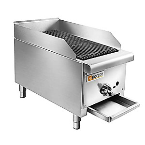 HOCCOT 12" Commercial Countertop Gas Charbroilers, Heavy Duty Natural/Propane Gas Broiler Grill Single Burner 28,000 BTU for Restaurant Cooking Equipment BBQ