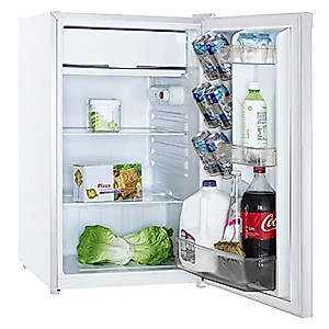 Impecca Compact Refrigerator Reversible Door with Glass Shelves Classic Refrigerator with Interior Light, Single Door Mini Fridge with Soft-Freezer, 4.4 Cubic Feet, White