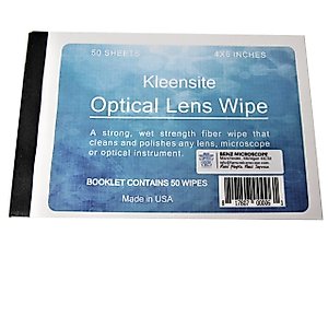 Kleensite Optical Lens Wipes, 4" x 6", Book of 50 Sheets