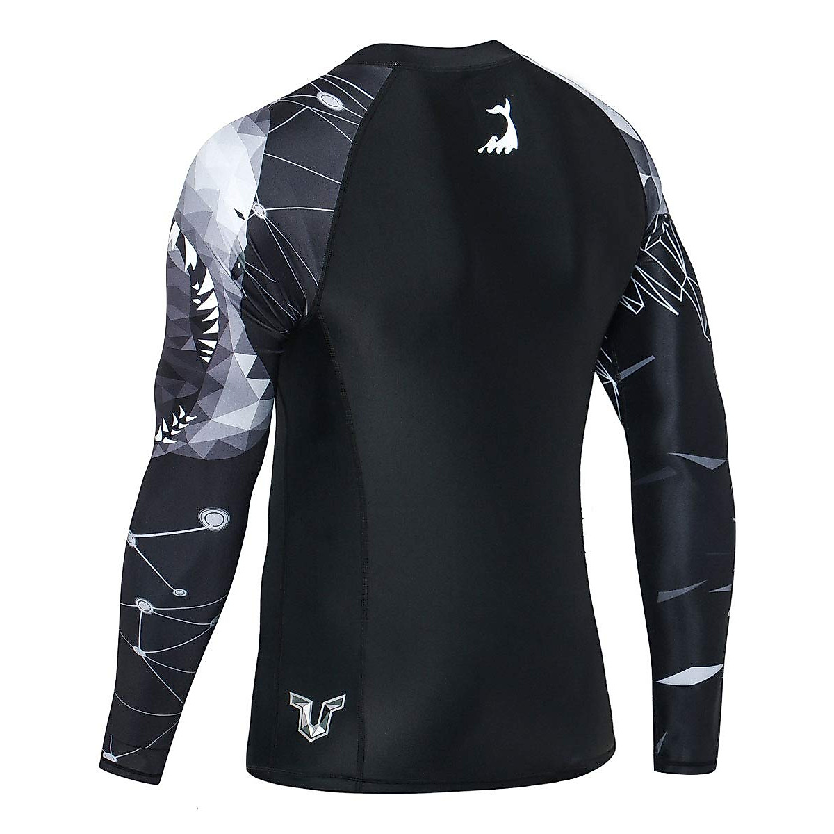 HUGE SPORTS Wildling Series UV Protection Quick Dry Compression Rash Guard (Shark,L)