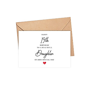 Emily gift Daughter 19th Birthday Card - Happy 19th Birthday To A Beautiful Daughter On Her Special Day - 19th Daughter Card - For Her