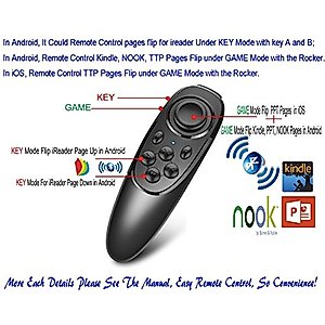 VR Remote Controller Gamepad Bluetooth Control VR Video, Game, Selfie, Flip E-Book/PPT/Nook Page, Mouse, in Virtual Reality Headset PC Tablet Laptop iPhone Smart Phone