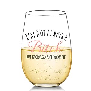 I'm Not Always A B, Just Kidding Funny Wine Glass Gifts for Women, Cute Christmas Birthday Gifts for Women, Girlfriend, Friend, Sister, BFF, Coworkers, Female, Her, Unique Bitchy Gifts Ideas for Women