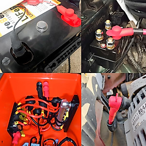 BESULEN 5/16" Stud Terminal Cover, 2 Pack Car Alternator Battery Stud Insulating Boots, Premium PVC Terminal Covers Protector for Power Junction Blocks, Car Accessories, 1 Red and 1 Black Pairs