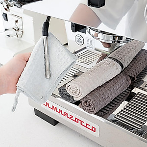 watchget Microfiber Cleaning Cloth,Barista Micro Cloth 4 Pack-Microfiber Barista Towels Espresso Towel Espresso Machine Cloths, Steam Wand Cloth, Kitchen Cleaning Cloth Waffle Weave Dark Grey(12"x12")