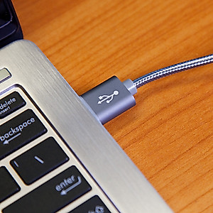 BoxWave Cable Compatible with Bose SoundSport Free - Micro USB DuraCable, Braided Micro USB Charging Cable - Space Grey