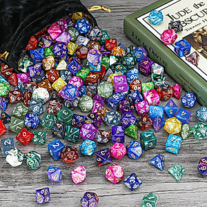 Surhugvy DND Dice Set, 25 X 7 Polyhedral Dice (175 Pieces) for Dungeons and Dragons DND RPG MTG Table Game D4 D6 D8 D10 D12 D20 25 Colors Dice with 1 Large Flannel Bag