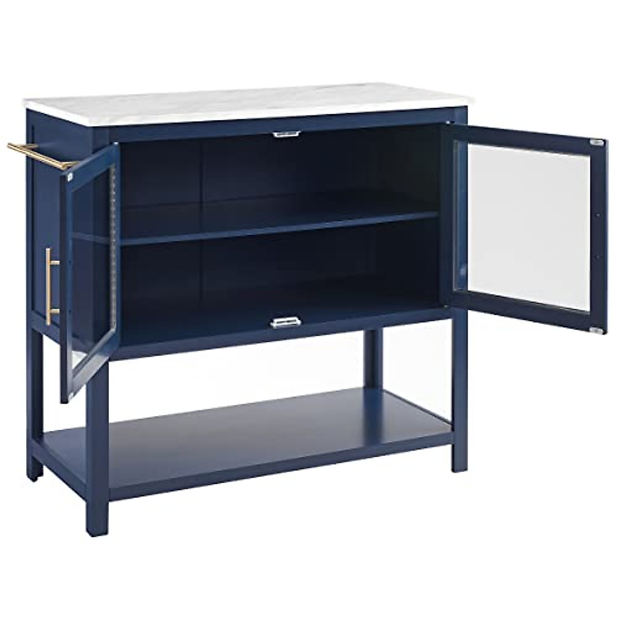 Crosley Furniture Katrina Kitchen Island with Faux Marble Top, Navy