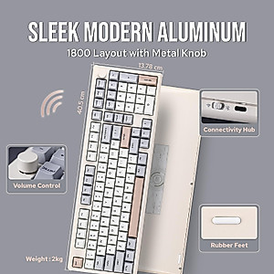 EPOMAKER Galaxy100 QMK/VIA Wireless Gaming Keyboard, Aluminum Shell, Bluetooth/2.4Ghz/USB-C, Pre-Lubed Hot-Swappable Linear Switches, NKRO, RGB Backlit (Creamy White, Marble White Switch)
