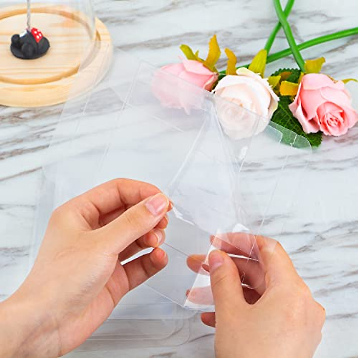 YOZATIA 25PCS Transparent Boxes 4 x 4 x 1.2 inch, Candy Box, Clear Favor Boxes Gift Boxes for Wedding, Party and Baby Shower Favors