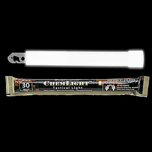 Cyalume - 9-03680 ChemLight Military Grade Chemical Light Sticks – 30 Minute Duration Light Sticks Provide Intense Light, Ideal as Emergency or Safety Lights and Much More, Standard Issue for U.S. Military Personnel – White, 6” Long (Pack of 10)