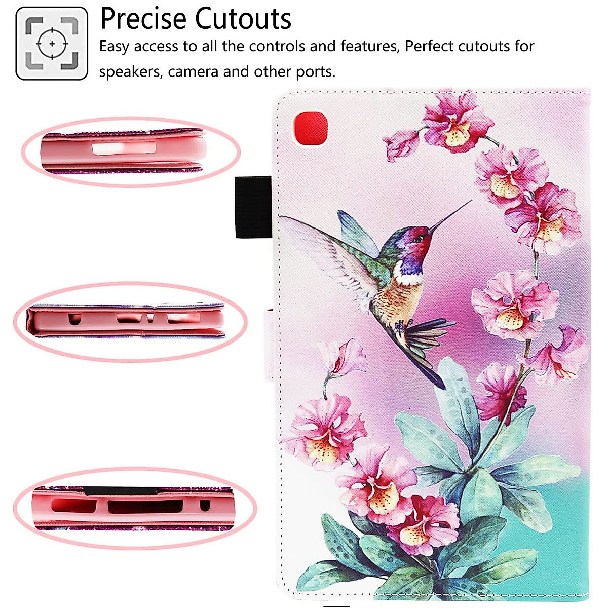 Nannxiebky Samsung Galaxy Tab A7 Lite Case 8.7 Inch Cover Model SM-T220 T225 T227, Multi-Viewing Angle Folio Wallet Stand Case for Galaxy A7 Lite 8.7" 2021 Tablet, Bird Flower