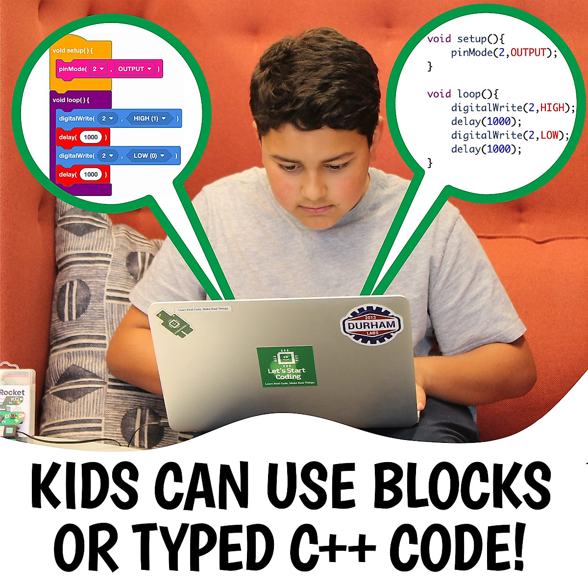 Code Car Kids Coding Toy for Kids 8-12. Boys & Girls Learn Block and Typed C++ Coding with Hands-On Electronics & 40+ Projects Including Custom Horn, Brakelight Beep, and Siren Sounds
